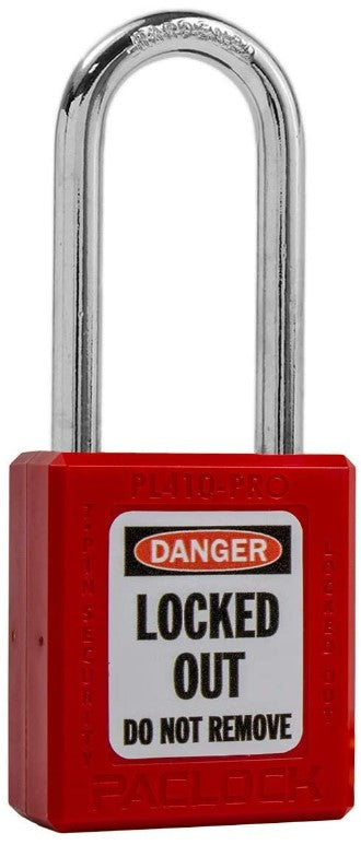 Paclock PL410-PRO Padlock 1-1/2" Tall Shackle Thermoplastic Lock Out T ...